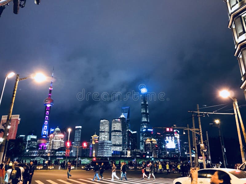 Shanghai, China, 2017, October Editorial Photo - Image of china, night ...