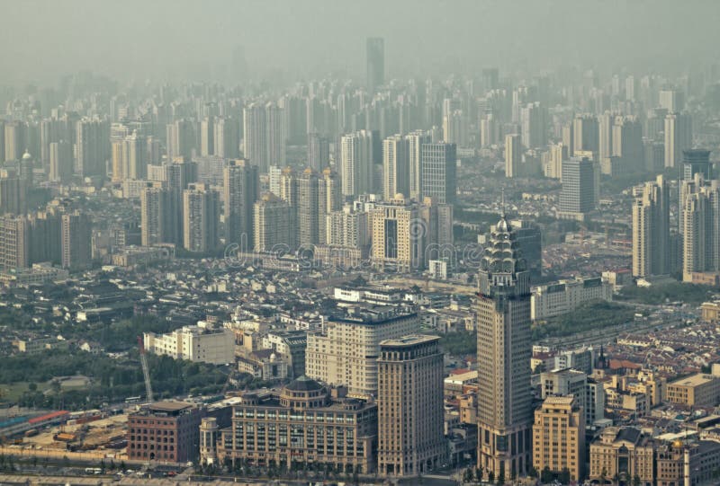 SHANGHAI, CHINA (Retro Style) Stock Photo - Image of aerial, business ...