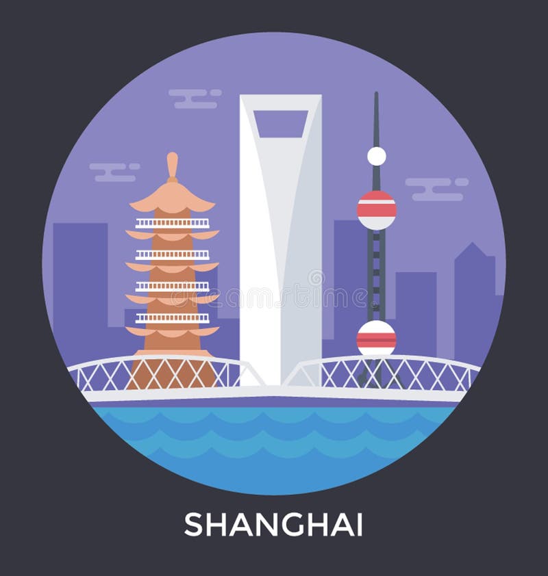 Shanghai, China Vector Icon Stock Illustration - Illustration of bund ...