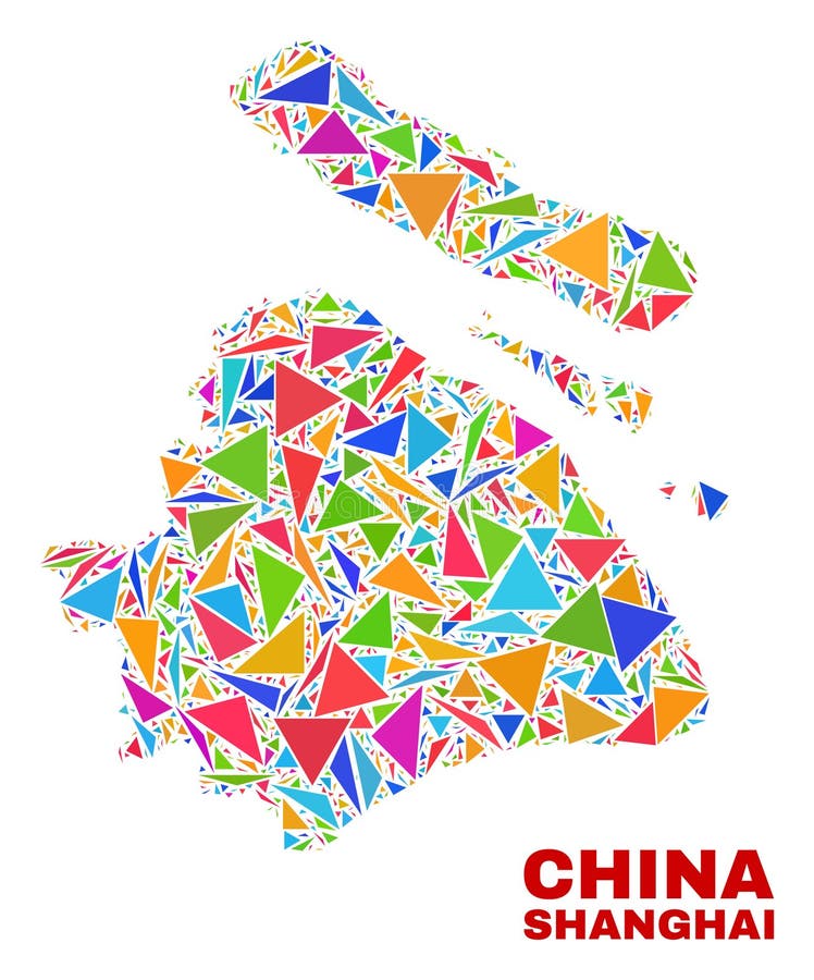 Shanghai City Map - Mosaic of Color Triangles Stock Vector ...