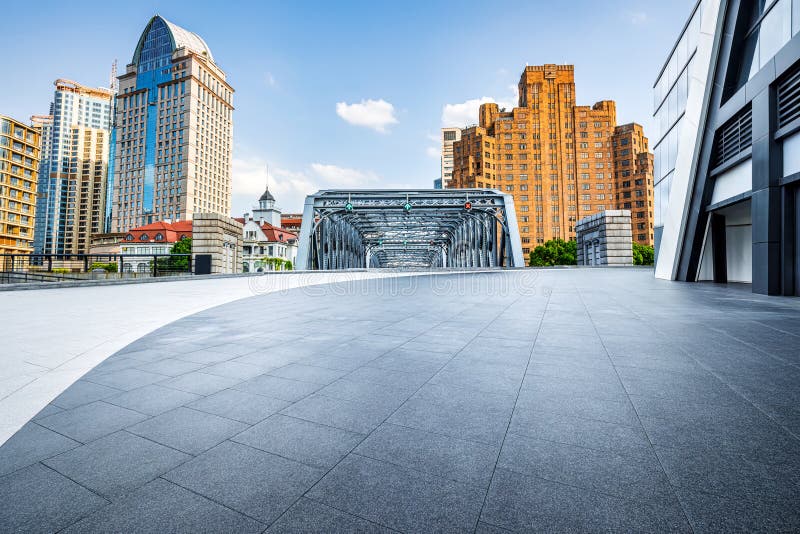 Shanghai City Skyline and Square Floor Stock Photo - Image of urban ...