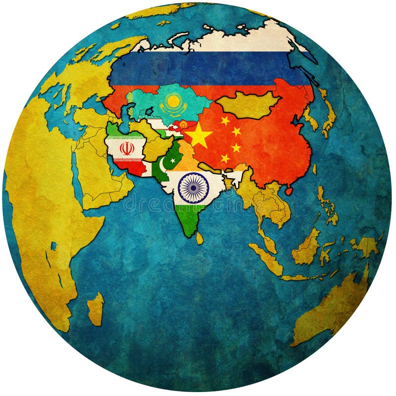 Shanghai Cooperation Organisation Member Countries in Asia on Globe Map ...