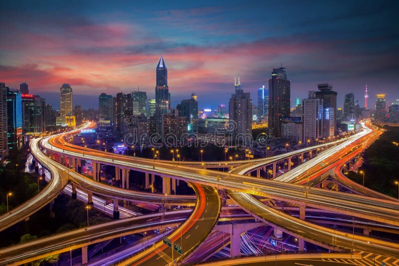 Shanghai Elevated Road Junction Stock Photo - Image of metropolitan ...