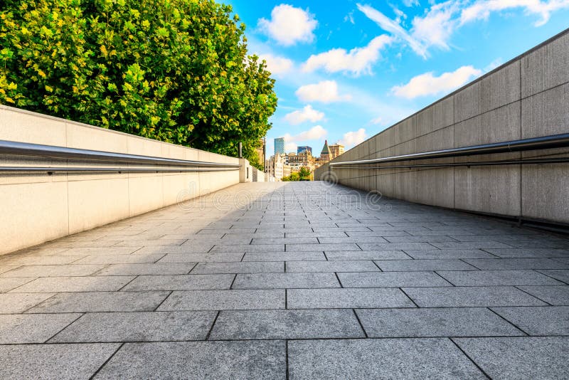 Shanghai Square Pavement and Urban Architecture Landscape in Summer ...