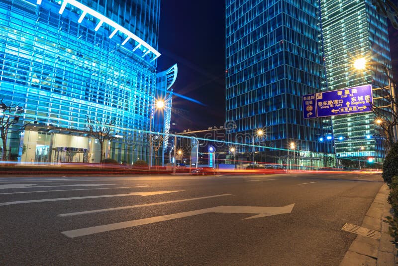 Shanghai Financial Street at Night Stock Photo - Image of finance ...