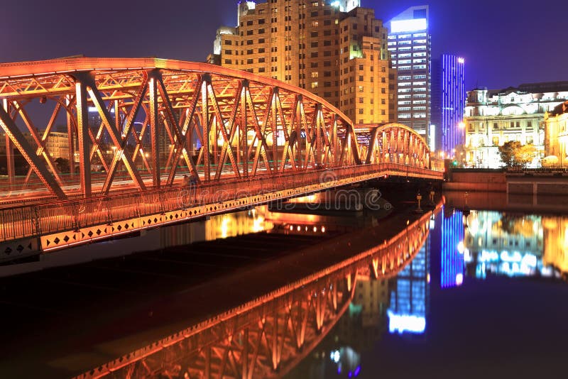 Shanghai Garden Bridge at Night Stock Image - Image of city, outdoor ...