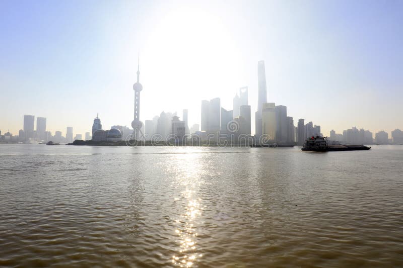 Shanghai Huangpu River Bank Architecture Scenery, Shanghai, China Stock ...