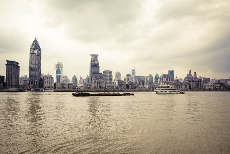 Shanghai Huangpu River and the the Bund Stock Photo - Image of building ...