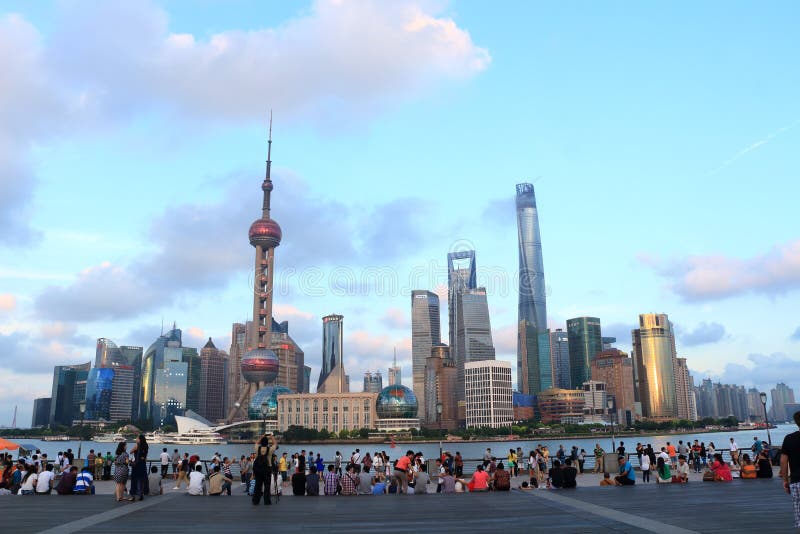 Shanghai landmark editorial stock photo. Image of night - 44651903