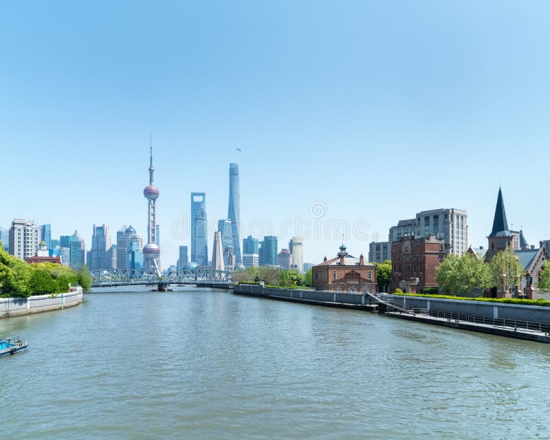 Shanghai Landscape of Suzhou River Stock Photo - Image of shanghai ...