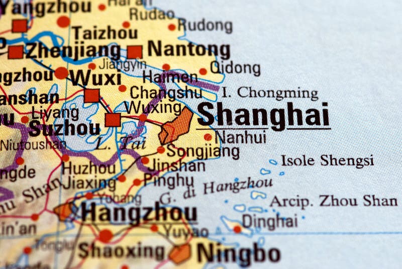 Shanghai on the map stock image. Image of macro, china - 11582947