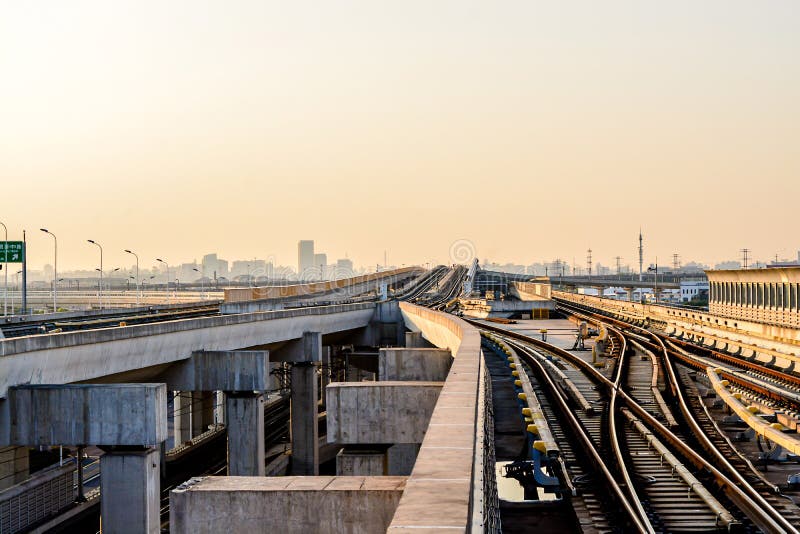 Shanghai Metro Train track stock photo. Image of drive - 268738454