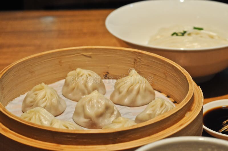 Shanghai Mini Bun Xiao Long Bao with Plain Noodle Stock Image - Image ...