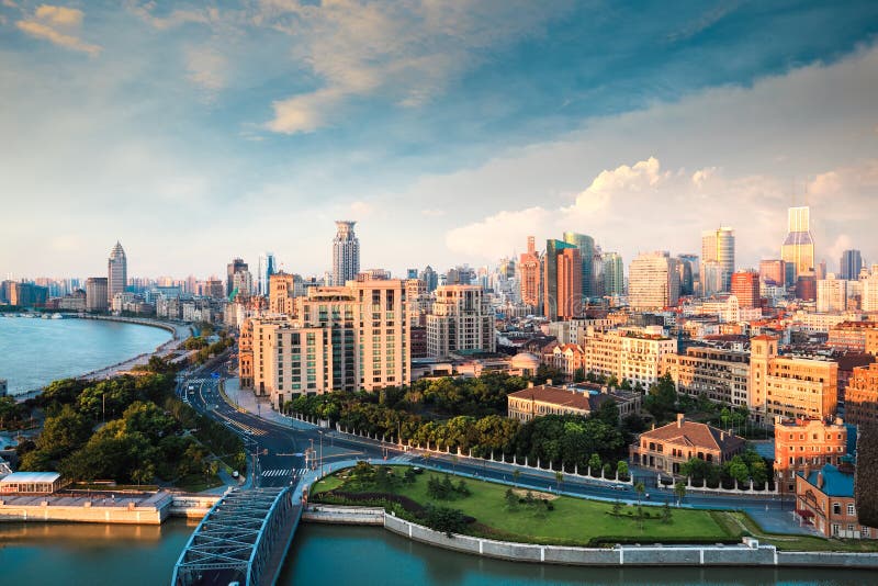 Shanghai at morning stock image. Image of background - 24058189