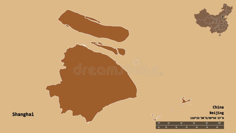 Shanghai, Municipality of China, Zoomed. Pattern Stock Illustration ...