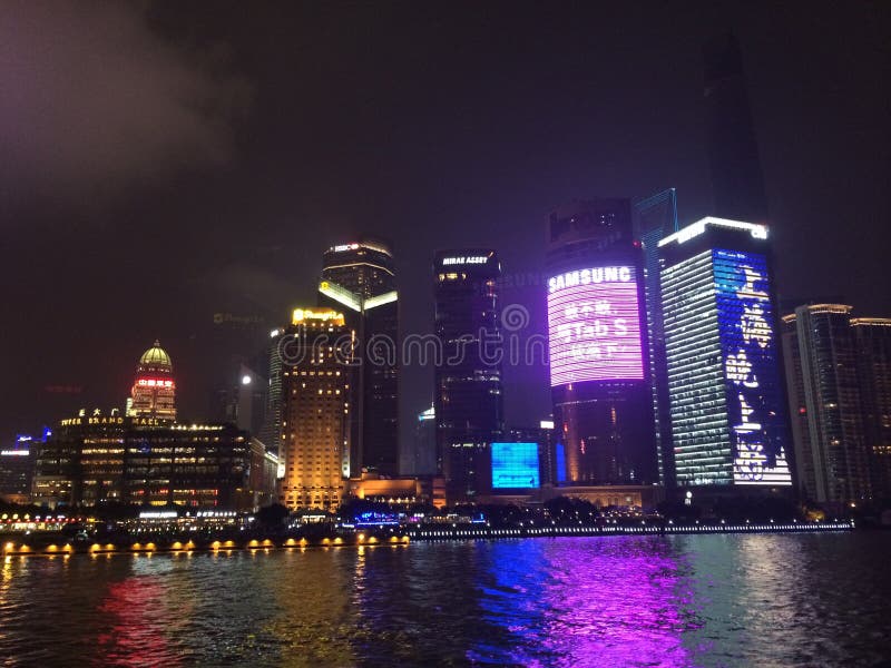 Shanghai Night editorial stock image. Image of reflection - 48553879