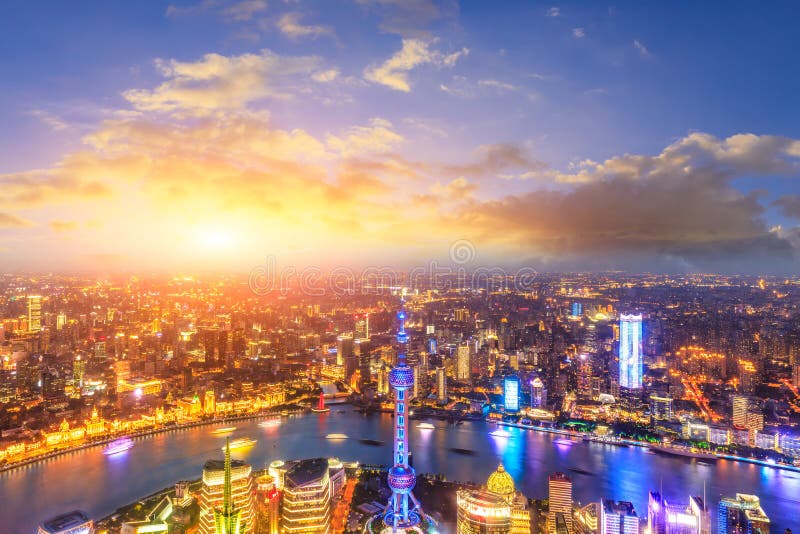 Shanghai Cityscape Skyline and Clouds Stock Photo - Image of landscape ...