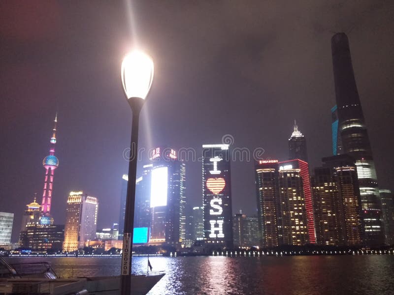 Shanghai night lights editorial image. Image of jetty - 49957000