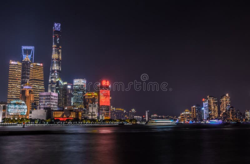 Shanghai night scene editorial stock image. Image of pudongnewarea ...