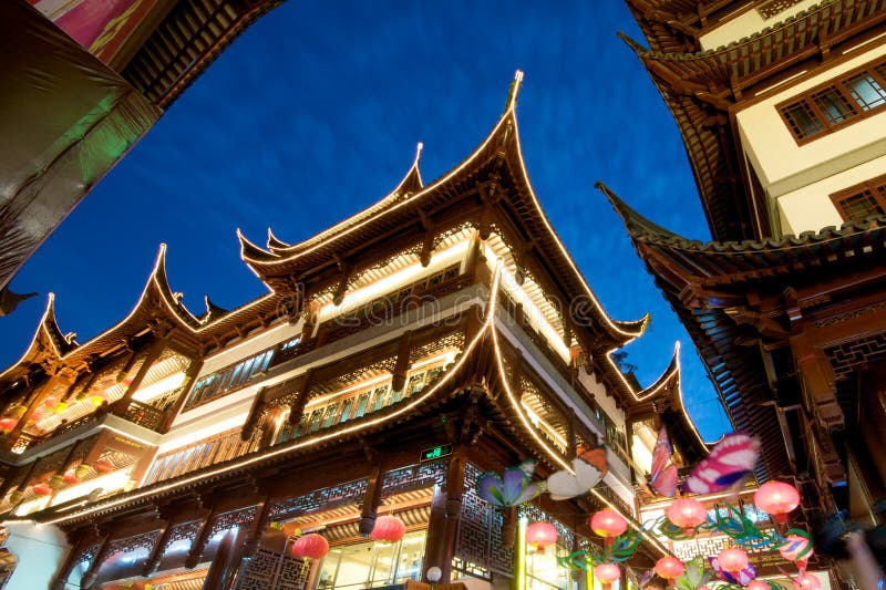 Shanghai Pagoda at night stock image. Image of tourism - 11228963