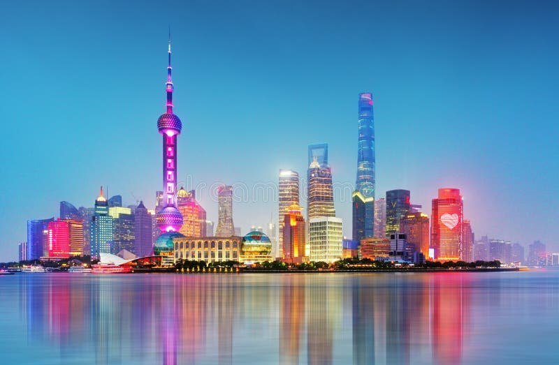 Shanghai Pudong Downtown, China Stock Image - Image of building, blue ...