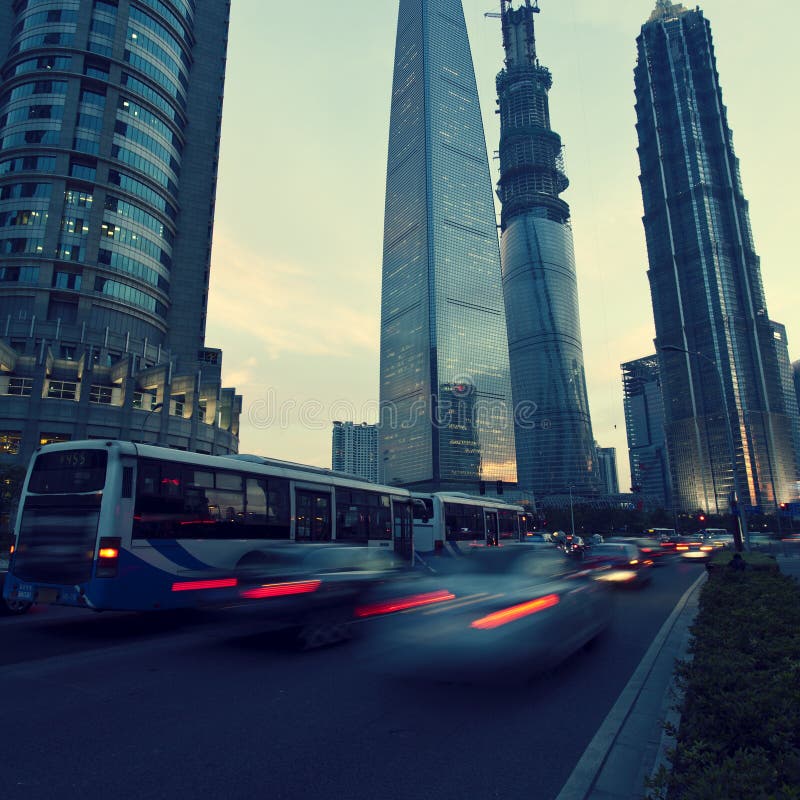 Shanghai Pudong Road Light Trails Stock Image - Image of dynamic ...