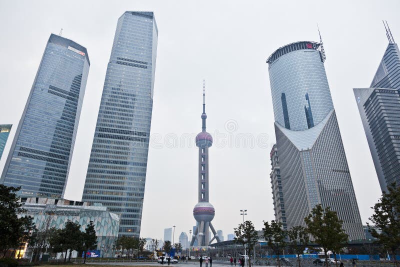 Shanghai Pudong Downtown Landscape Stock Image - Image of oriental ...