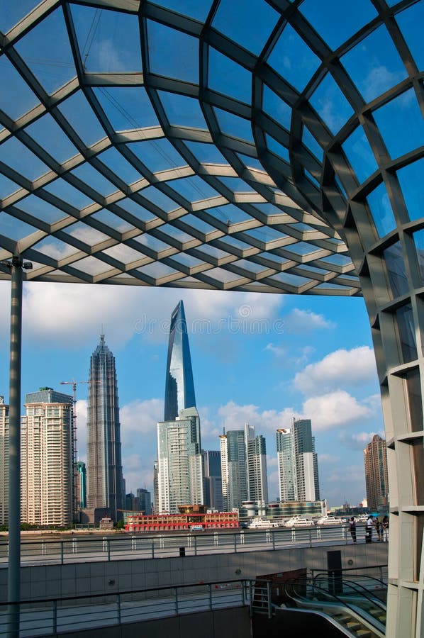 Shanghai Pudong View from Puxi Stock Photo - Image of architectural ...