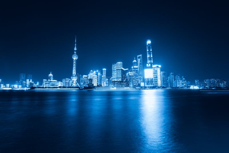 Shanghai blue scenery stock photo. Image of downtown - 27543798