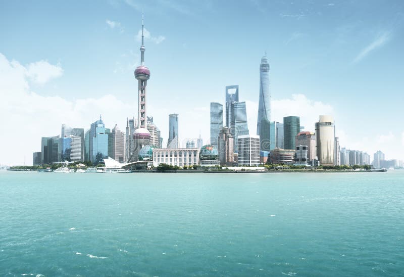 Shanghai Skyline in Sunny Day Editorial Stock Photo - Image of pearl ...