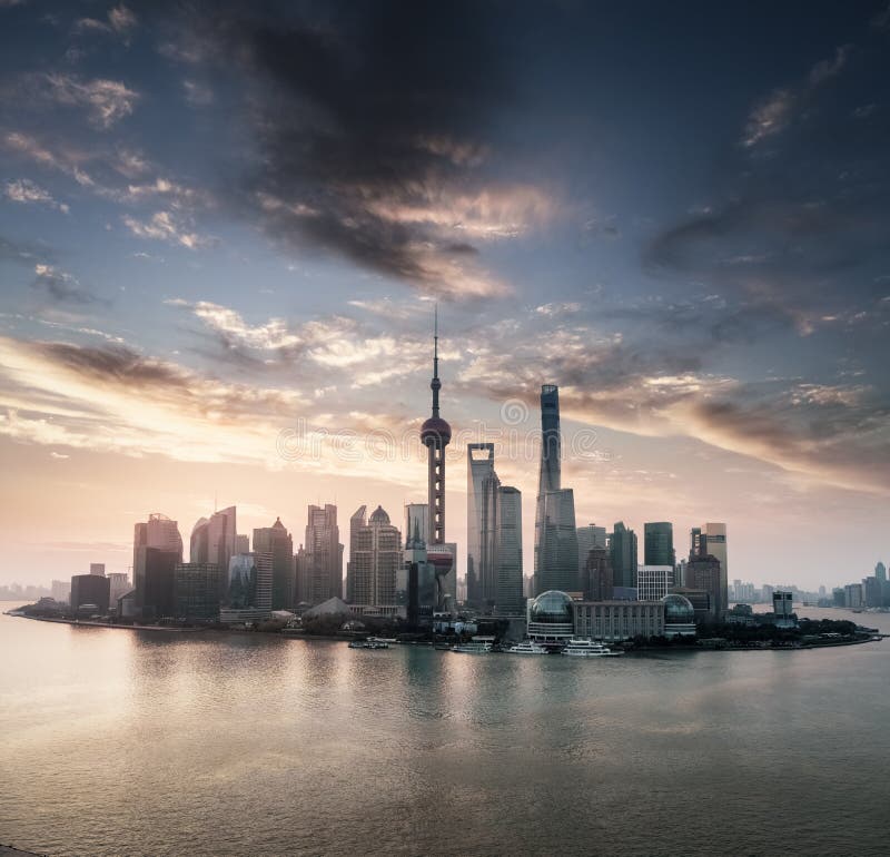 Shanghai skyline view stock photo. Image of aerial, landmark - 84790612