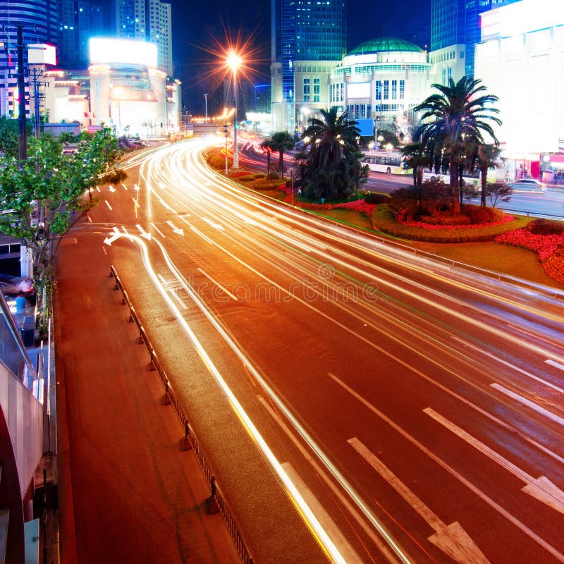 Shanghai street at night stock photo. Image of city, china - 22701370