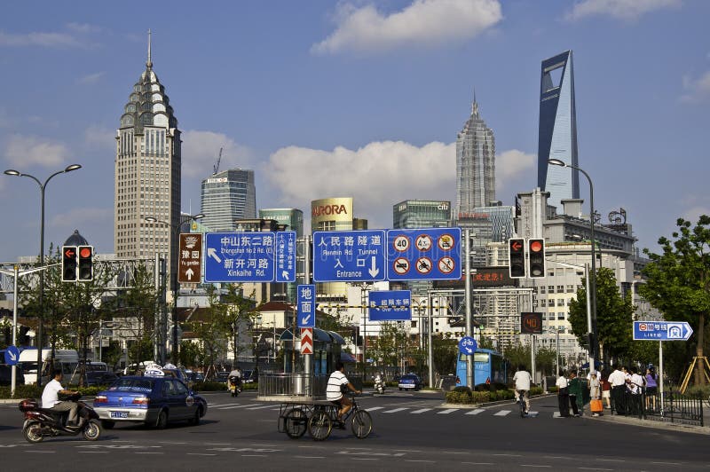 Shanghai street scene editorial photography. Image of street - 16780817