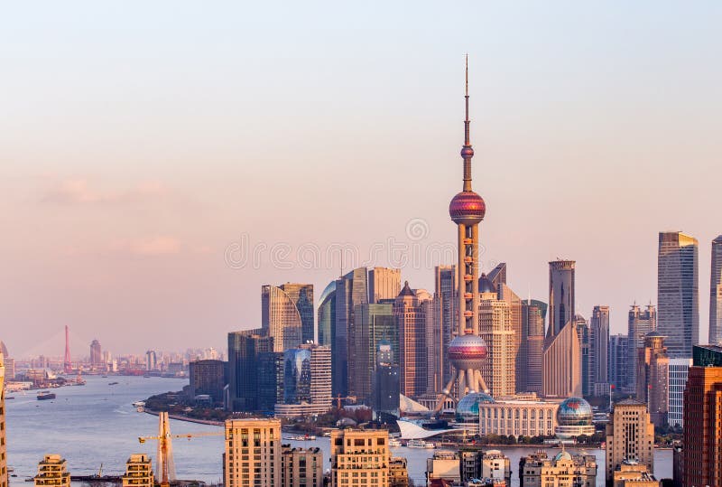 Shanghai sunset stock photo. Image of panorama, dawn - 66512146