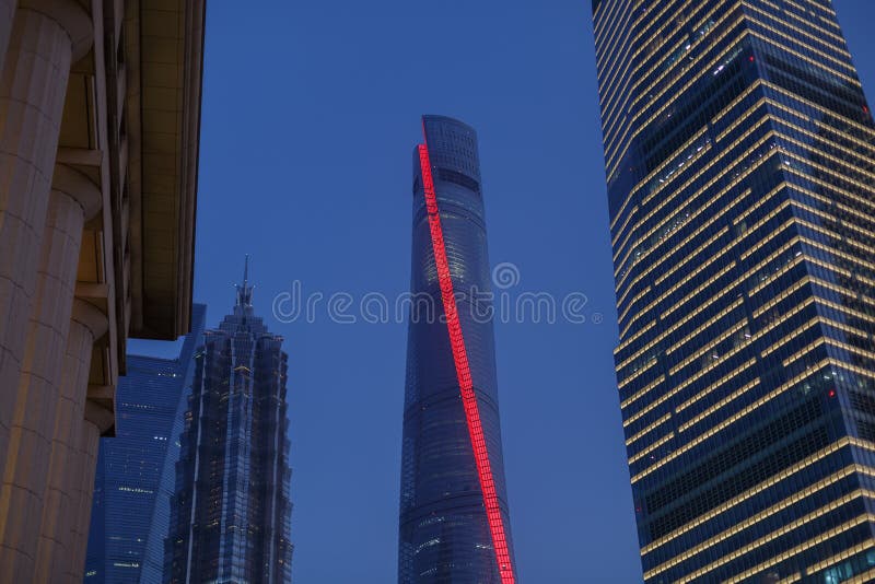 Shanghai Tower at night editorial photo. Image of tall - 189842086
