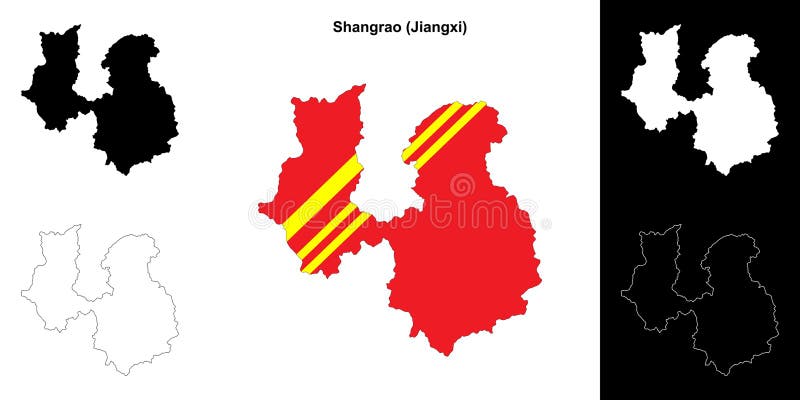 Shangrao outline map stock vector. Illustration of empty - 334851114