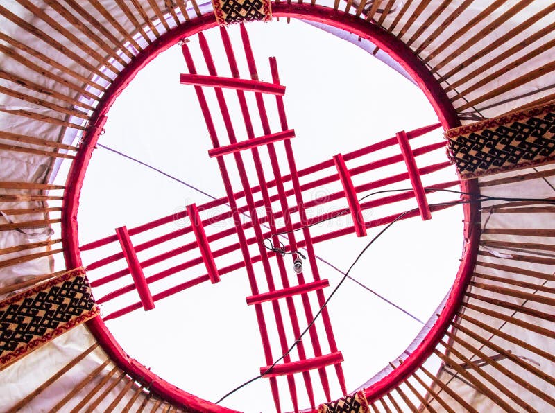 Shanyrak Ceiling in a Kazakh Yurt As a Background Stock Image - Image ...