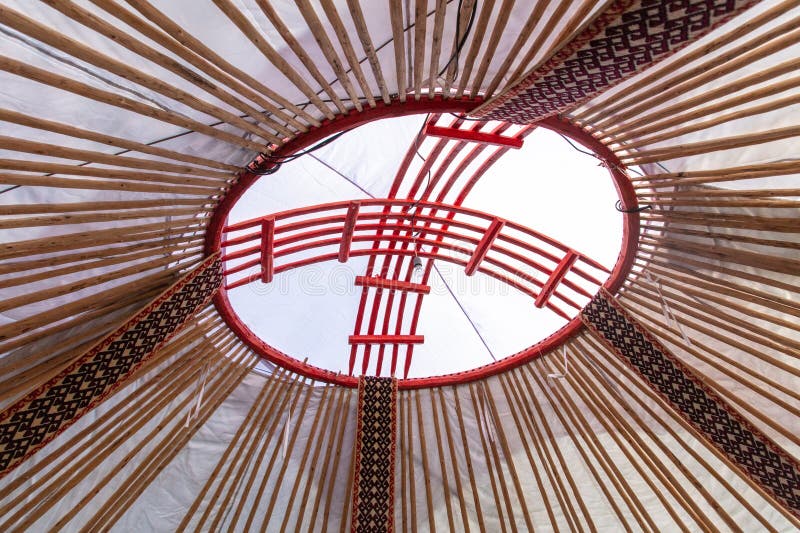 Shanyrak Ceiling in a Kazakh Yurt As a Background Stock Photo - Image ...