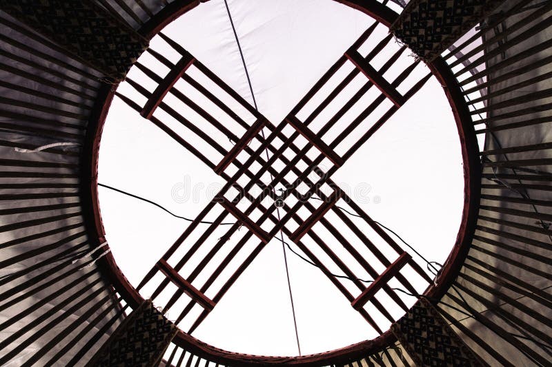 Shanyrak Ceiling in a Kazakh Yurt As a Background Stock Photo - Image ...