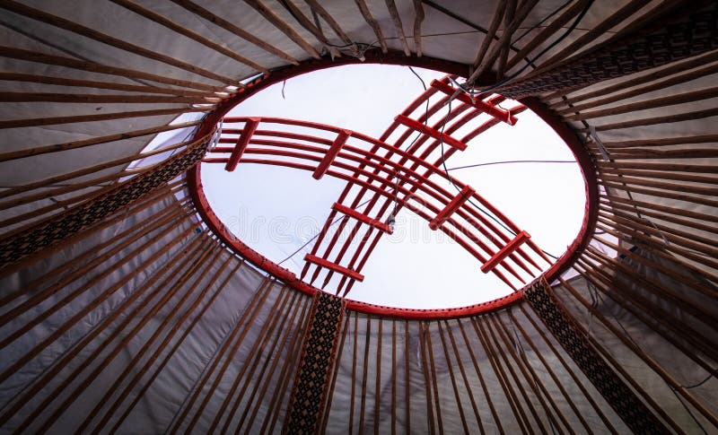 Shanyrak Ceiling in a Kazakh Yurt As a Background Stock Photo - Image ...