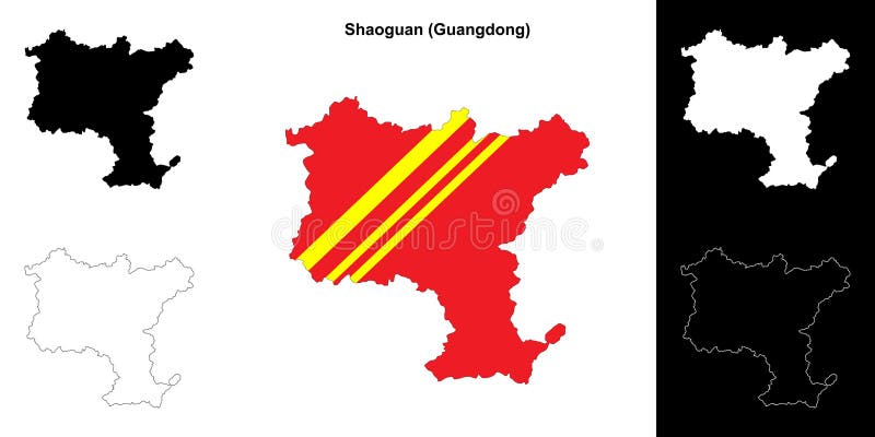 Shaoguan outline map stock illustration. Illustration of vector - 334851302