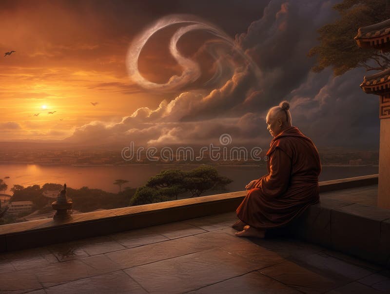 Shaolin Asian Monk Buddhist Stock Illustration - Illustration of temple ...