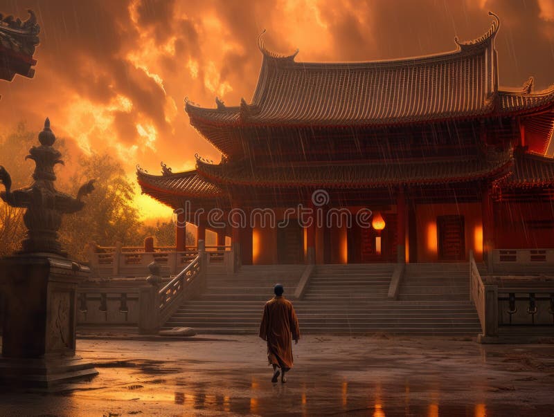 Shaolin Asian Monk Buddhist Stock Illustration - Illustration of temple ...