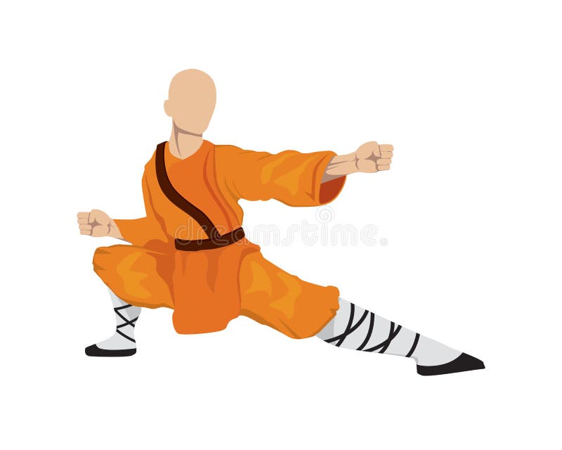 Shaolin Monk with Kung Fu Move Illustration Stock Vector - Illustration ...