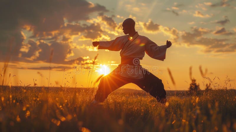 Shaolin Worrior Monk Practicing Kung Fu Inside Temple Stock ...
