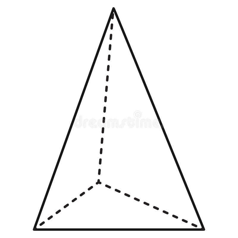 Geometric Figure Triangle Icon Over White Background, Line Style ...