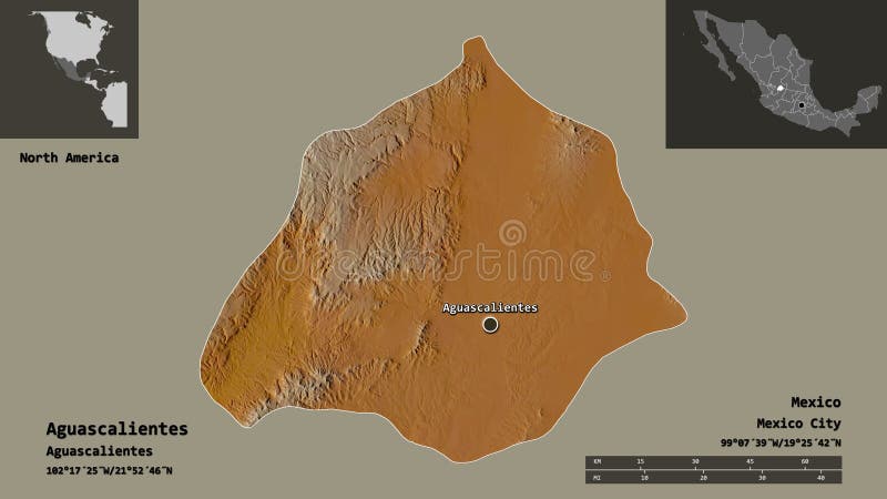 Aguascalientes, State of Mexico,. Previews. Relief Stock Illustration ...