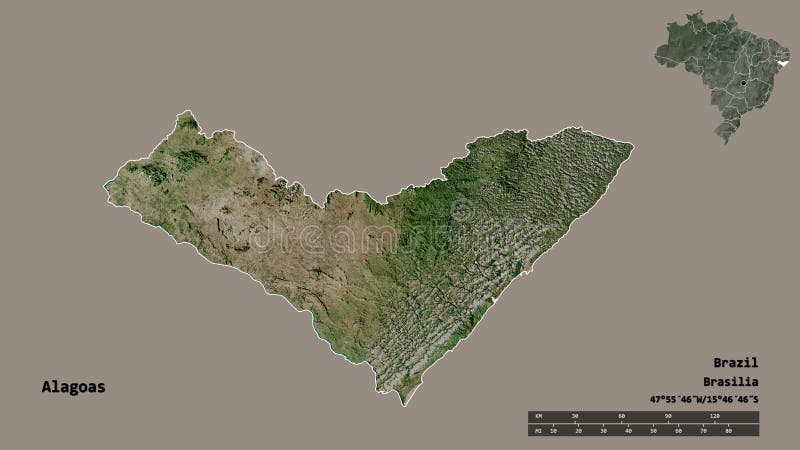 Alagoas, State of Brazil, Zoomed. Satellite Stock Illustration ...