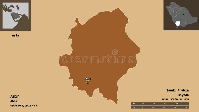 `Asir Region Location within Saudi Arabia 3d Map Stock Illustration ...