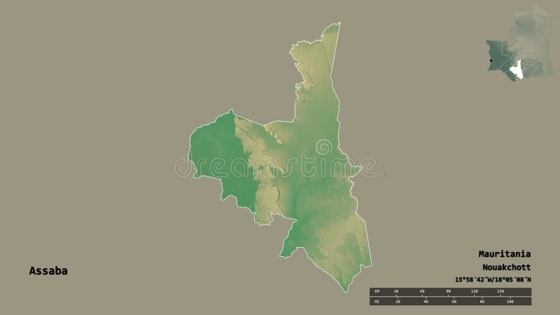 Assaba, Region of Mauritania, Zoomed. Relief Stock Illustration ...